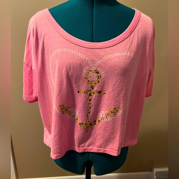 Tops | Pink Nautical Animal Print Cropped Top | Poshmark